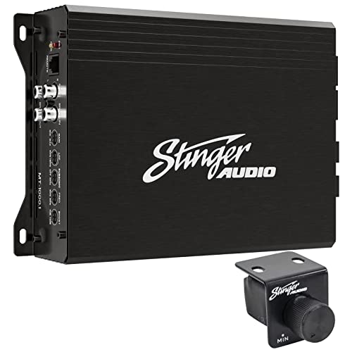 STINGER Audio MT10001 Monoblock Class D Mosfet Power Supply Amplifier with Remote Subwoofer Level Control,1000 Watts RMS.