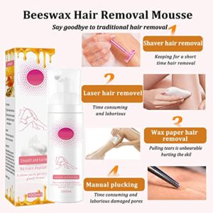 Beeswax Hair Removal Mousse, Mousse Hair Removal Spray, Gentle Beeswax Hair Removal Honey Mousse Spray Moisturizing Hair Removal Spray for Women