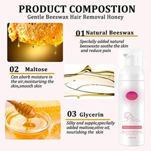 Beeswax Hair Removal Mousse, Mousse Hair Removal Spray, Gentle Beeswax Hair Removal Honey Mousse Spray Moisturizing Hair Removal Spray for Women