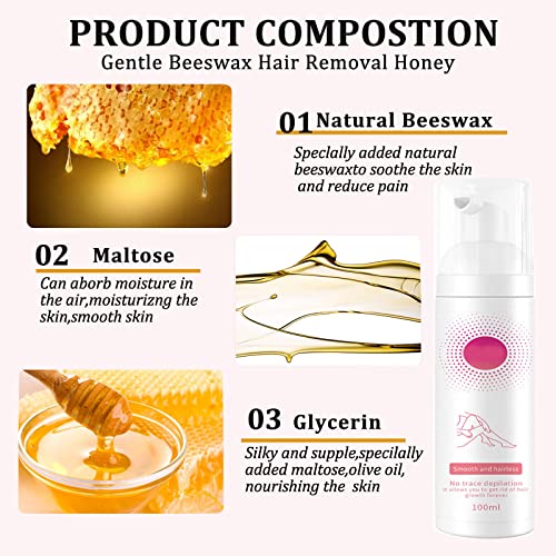 Beeswax Hair Removal Mousse, Mousse Hair Removal Spray, Gentle Beeswax Hair Removal Honey Mousse Spray Moisturizing Hair Removal Spray for Women