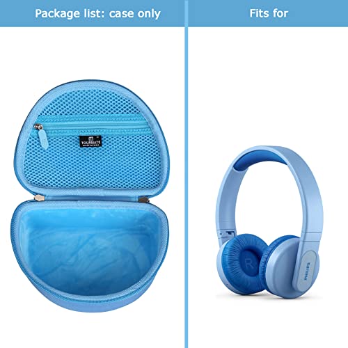 Tourmate Hard Travel Case for Philips K4206 Kids Wireless On-Ear Headphones/iClever HS19 Kids Headphones/RORSOU R10 On-Ear Headphones, Protective Carrying Storage Bag (Blue, Case Only)