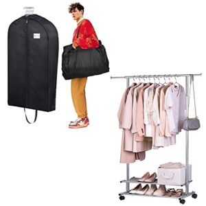 misslo 1 pack 43" garment bag + 1 pack 2 clothing rack