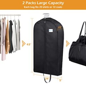 MISSLO 1 Pack 43" Garment Bag + 1 Pack 2 Clothing Rack