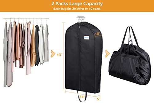 MISSLO 1 Pack 43" Garment Bag + 1 Pack 2 Clothing Rack