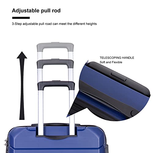 Tripcomp Luggage Sets Hardshell Travel Durable Suitcase Sets with Spinner Wheels TSA Lock, Carry-on,Luggage 3piece Set (20inch/24inch/28inch) (Blue)