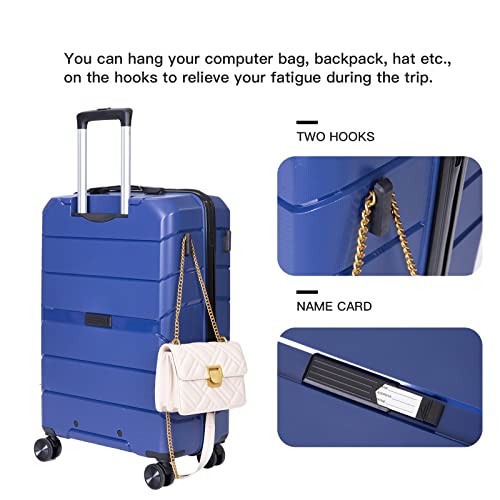 Tripcomp Luggage Sets Hardshell Travel Durable Suitcase Sets with Spinner Wheels TSA Lock, Carry-on,Luggage 3piece Set (20inch/24inch/28inch) (Blue)