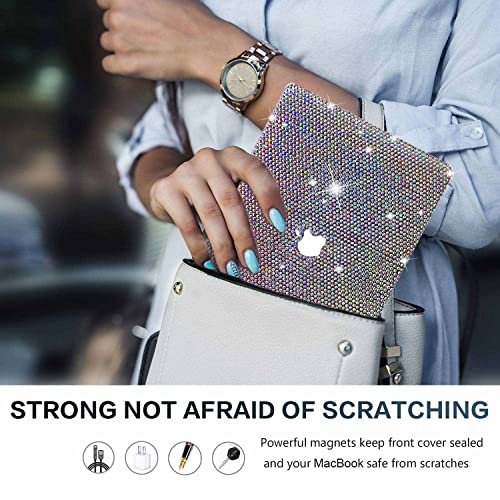 Teazgopx Bling Rhinestone MacBook Pro 15 Inch Case 2019 2018 2017 2016 Release (Model:A1990 A1707),3D Glitter Sparkle Diamond Case Fashion Luxury Shiny Crystal Hard Shell for Women Girls