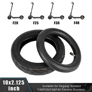 10x2.125 Tire with Inner Tube 10 inch for Segway Ninebot F20 F25 F30 F40 F Series Heavy Duty Replacement Wheels Parts Inner Tube Tire for Electric Scooter Accessories (Black)