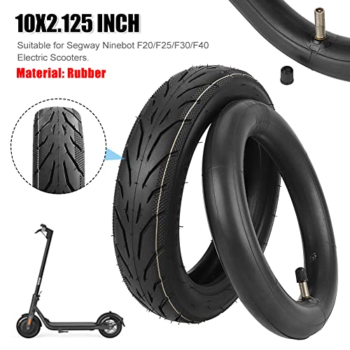 10x2.125 Tire with Inner Tube 10 inch for Segway Ninebot F20 F25 F30 F40 F Series Heavy Duty Replacement Wheels Parts Inner Tube Tire for Electric Scooter Accessories (Black)