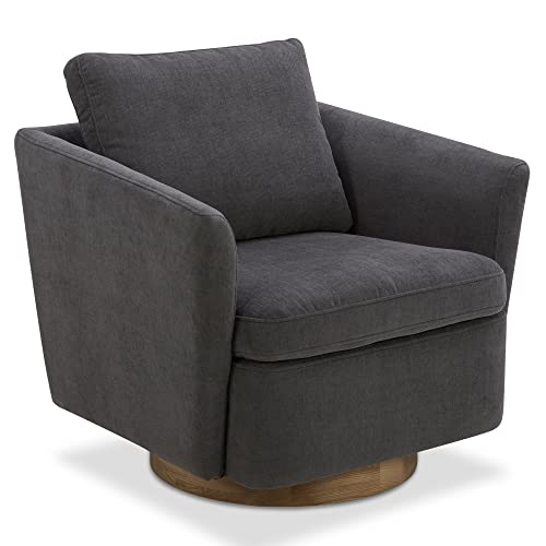 Watson & Whitely Modern Swivel Accent Chairs for Living Room/Bedroom, Small Club Arm Chairs for Small Spaces, Fabric in Dark Grey