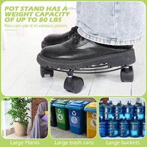 8 Pack Metal Plant Stand Plant Dolly with Wheels Iron Rolling Plant Stand with Casters Heavy Duty Round Flower Pot Rack with 8 Pcs Plastic Saucers for Indoor Outdoor Plant Pot (Black,10.6 Inch)