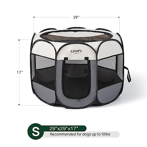 Love's cabin Pet Puppy Dog Playpen, Small Dog Tent Crates Cage Indoor/Outdoor, Portable Playpen for Dog and Cat, Foldable Pop Up Dog Kennel Playpen with Carring Case, Removable Zipper Top, Grey