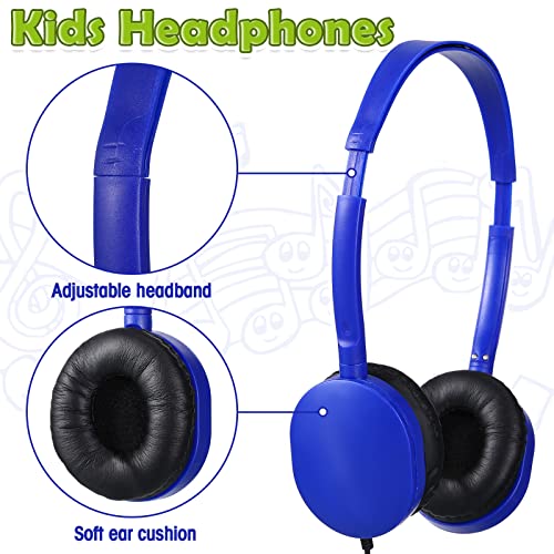 50 Pack Classroom Headphones Bulk Adjustable School Wired Headphone Over The Head Student Headphones Earbuds Multicolor on Ear Headphone Wired Headphone for Kids Adults School Library Testing Centers