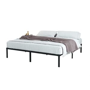 NEW JETO Metal Bed Frame-Simple and Atmospheric Metal Platform Bed Frame, Storage Space Under The Bed Heavy Duty Frame Bed, Durable King Size Bed Frame, 18 Inch, King