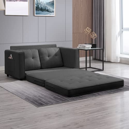 BALUS 3-in-1 Convertible Sofa Bed, Loveseat Sleeper Cot, 84" Tri-Fold Multi-Function Modern Sofa Bed Couch, Folding Mattress Sofa Bed for Guests, Futon for Living Room, Floor Sofa Bed (Dark Gray)