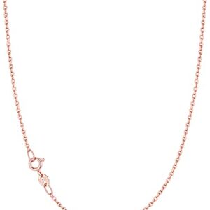 Jewlpire 925 Sterling Silver Chain Necklace for Women Girls, 1.3mm Cable Chain Rose Gold Chain Shiny & Sturdy Women's Chain Necklaces, 18 Inch