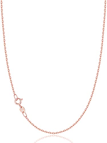 Jewlpire 925 Sterling Silver Chain Necklace for Women Girls, 1.3mm Cable Chain Rose Gold Chain Shiny & Sturdy Women's Chain Necklaces, 18 Inch