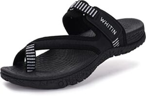 whitin women's walking sandals with arch support athletic flip flops slide size 9 indoor fashion footwear soft climbing cushion ladies beach sandles black 39