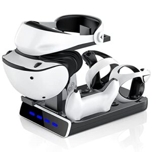 psvr2 controller charging dock with led light， vr stand display your psvr2， charging compatible with ps5 controller charger， playstation vr2 handle, charging cable, seat charger