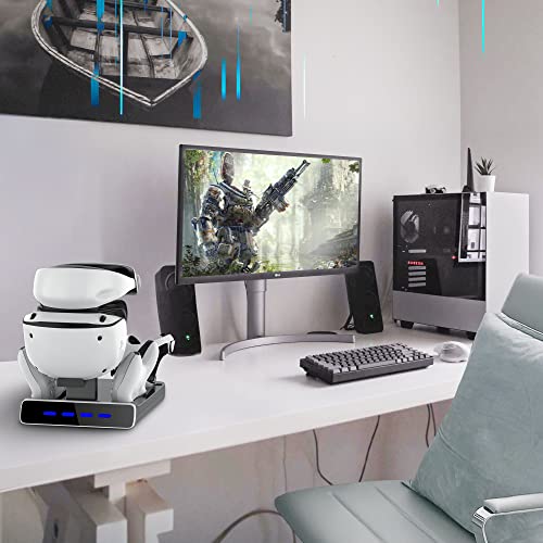 PSVR2 Controller Charging Dock with LED Light， VR Stand Display Your PSVR2， Charging Compatible with PS5 Controller Charger， Playstation VR2 Handle, Charging Cable, Seat Charger