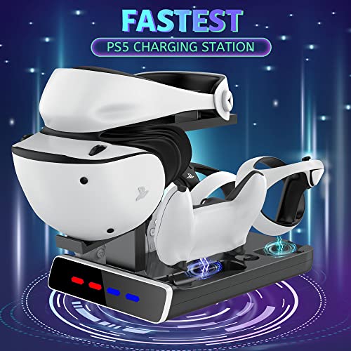 PSVR2 Controller Charging Dock with LED Light， VR Stand Display Your PSVR2， Charging Compatible with PS5 Controller Charger， Playstation VR2 Handle, Charging Cable, Seat Charger