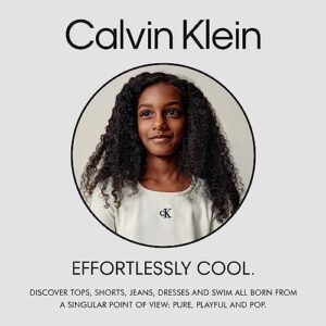 Calvin Klein Girls' Performance Logo Sweatshirt Dress, Fleece Hoodie with Long or Short Sleeves, Black 936, 7