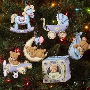 Bucilla Felt Applique 6 Piece Ornament Making Kit, Baby's First Christmas, Perfect for DIY Arts and Crafts, 89567E