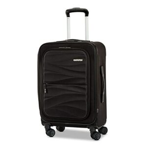 american tourister cascade softside expandable luggage wheels, jet black, 20-inch spinner