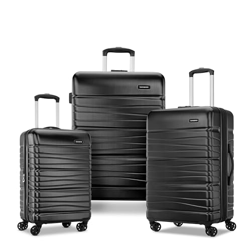 Samsonite Evolve SE Hardside Expandable Luggage with Double Spinner Wheels, Bass Black, 3PC Set (CO/M/L)