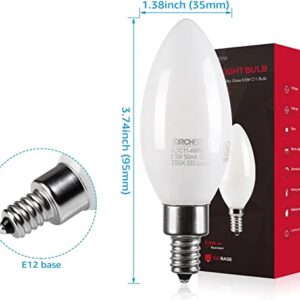 TORCHSTAR Dimmable E12 LED Candelabra Bulb, UL Listed, 60W Equivalent Chandelier Light Bulbs, 550lm, LED Filament Candle Bulb C11, Frosted Glass Ceiling Fan Light Bulbs, 2700K Soft White, Pack of 6