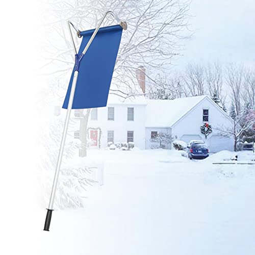 B Baosity Lightweight Snow Rake Durable Cleaning Tool Telescopic Rooftop Snow Removal Tool Removable with Wheels Adjustable Length for Garden, Argent