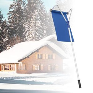 B Baosity Lightweight Snow Rake Durable Cleaning Tool Telescopic Rooftop Snow Removal Tool Removable with Wheels Adjustable Length for Garden, Argent