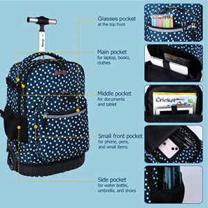 seastig Rolling Backpack 18in Wheeled Backpack with lunch bag and Pencil Case Set Roller Backpack Laptop Backpack Adults Kids