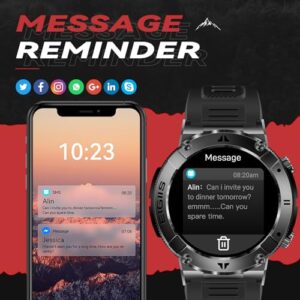 INEYES Military Smart Watches for Men, Outdoor Rugged Tactical Watch with Calling Sport Modes Heart Rate Sleep Monitor, HD Smartwatch for Android iPhone