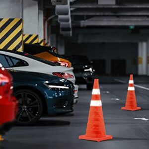 HiGiant [4 Pack] Collapsible Traffic Safety Cones 28'' inch, Orange Pop-up Cones with Reflective Collar, Caution Cones for Road Driving Practice and Parking lot