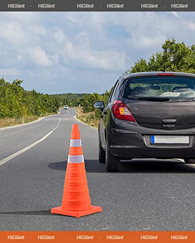 HiGiant [4 Pack] Collapsible Traffic Safety Cones 28'' inch, Orange Pop-up Cones with Reflective Collar, Caution Cones for Road Driving Practice and Parking lot