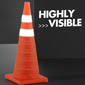 HiGiant [4 Pack] Collapsible Traffic Safety Cones 28'' inch, Orange Pop-up Cones with Reflective Collar, Caution Cones for Road Driving Practice and Parking lot