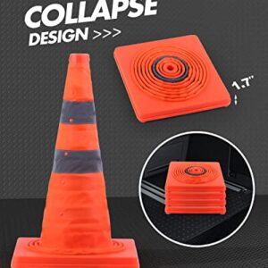 HiGiant [4 Pack] Collapsible Traffic Safety Cones 28'' inch, Orange Pop-up Cones with Reflective Collar, Caution Cones for Road Driving Practice and Parking lot