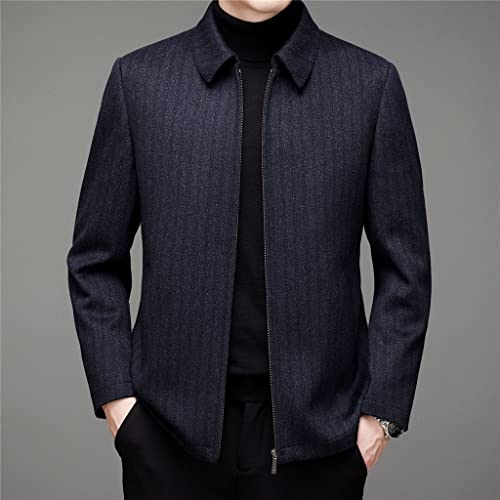 n/a Men's Coat Autumn and Winter Casual Lapel Wool Coat Men Sim Stripe Zip Coat Menswear (Color : E, Size : 175 Code)