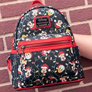 Loungefly Disney Glow in the Dark Santa Mickey and Friends Christmas Lights Backpack