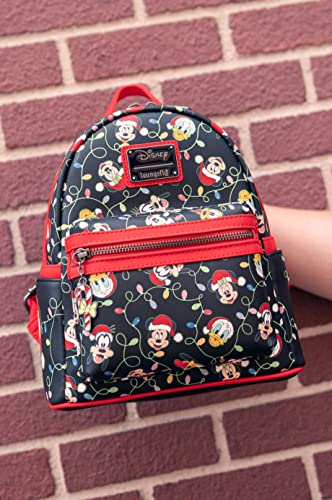 Loungefly Disney Glow in the Dark Santa Mickey and Friends Christmas Lights Backpack