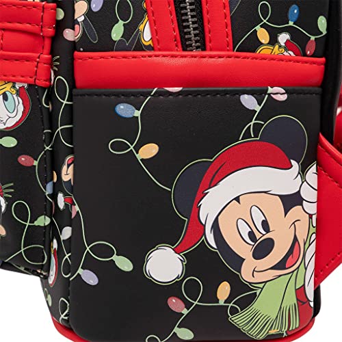 Loungefly Disney Glow in the Dark Santa Mickey and Friends Christmas Lights Backpack