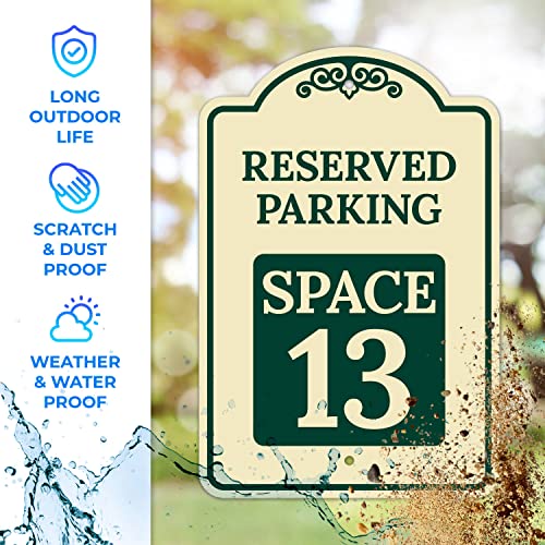 Reserved Parking Space 13 Décor Sign, Green Light, 12x18 Inches, ACM, Fade Resistant, Made in USA by Sigo Signs