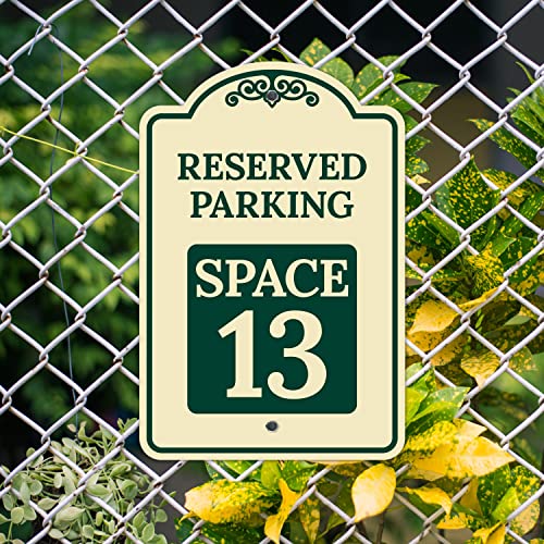 Reserved Parking Space 13 Décor Sign, Green Light, 12x18 Inches, ACM, Fade Resistant, Made in USA by Sigo Signs