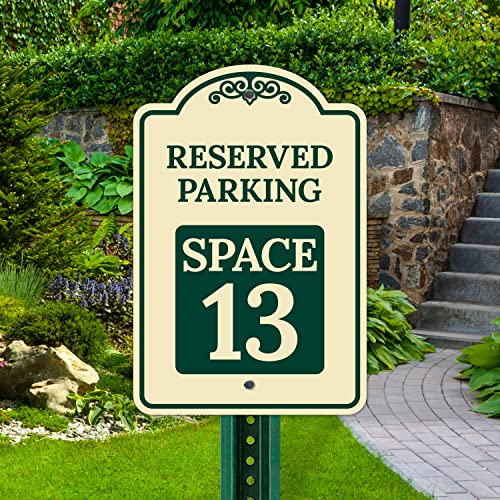 Reserved Parking Space 13 Décor Sign, Green Light, 12x18 Inches, ACM, Fade Resistant, Made in USA by Sigo Signs