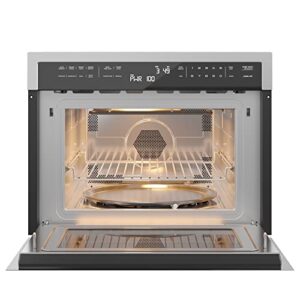 KoolMore KM-CWO24-SS 24 Inch Built-in Convection Oven and Microwave Combination with Broil, Soft Close Door, 1000 Watt Power, Stainless Steel Finish, Touch Control LCD Display, 1.6 Cu. Ft, Silver