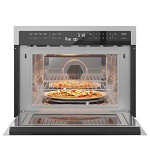 KoolMore KM-CWO24-SS 24 Inch Built-in Convection Oven and Microwave Combination with Broil, Soft Close Door, 1000 Watt Power, Stainless Steel Finish, Touch Control LCD Display, 1.6 Cu. Ft, Silver