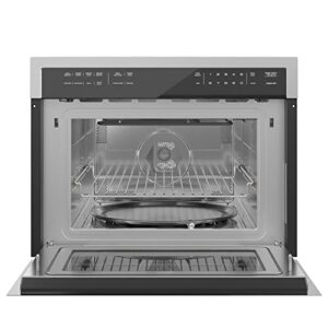 KoolMore KM-CWO24-SS 24 Inch Built-in Convection Oven and Microwave Combination with Broil, Soft Close Door, 1000 Watt Power, Stainless Steel Finish, Touch Control LCD Display, 1.6 Cu. Ft, Silver