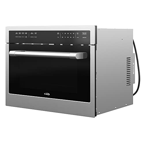 KoolMore KM-CWO24-SS 24 Inch Built-in Convection Oven and Microwave Combination with Broil, Soft Close Door, 1000 Watt Power, Stainless Steel Finish, Touch Control LCD Display, 1.6 Cu. Ft, Silver