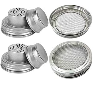 mason jar regular mouth shaker lids 316 stainless steel wide mouth sprouting lids screen mesh strainer lid for salad sprouts alfalfa broccoli seeds sprouter kit